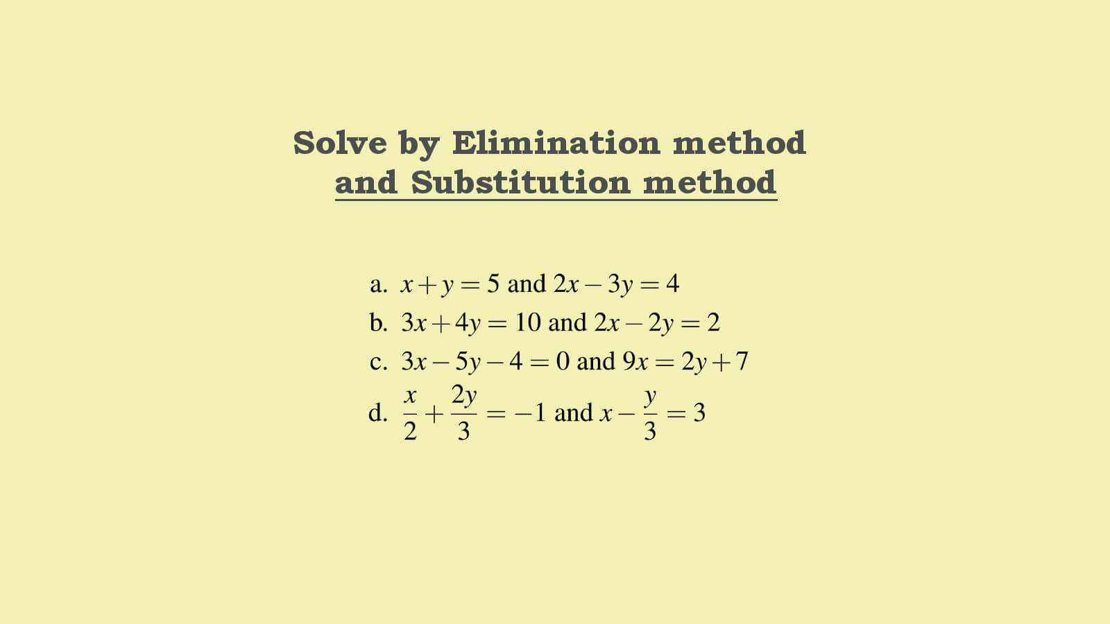 Algebraic Elimination Method Class 10 NCERT Solutions Suresolv Algebraic Elimination Method Class 10 NCERT Solutions Suresolv