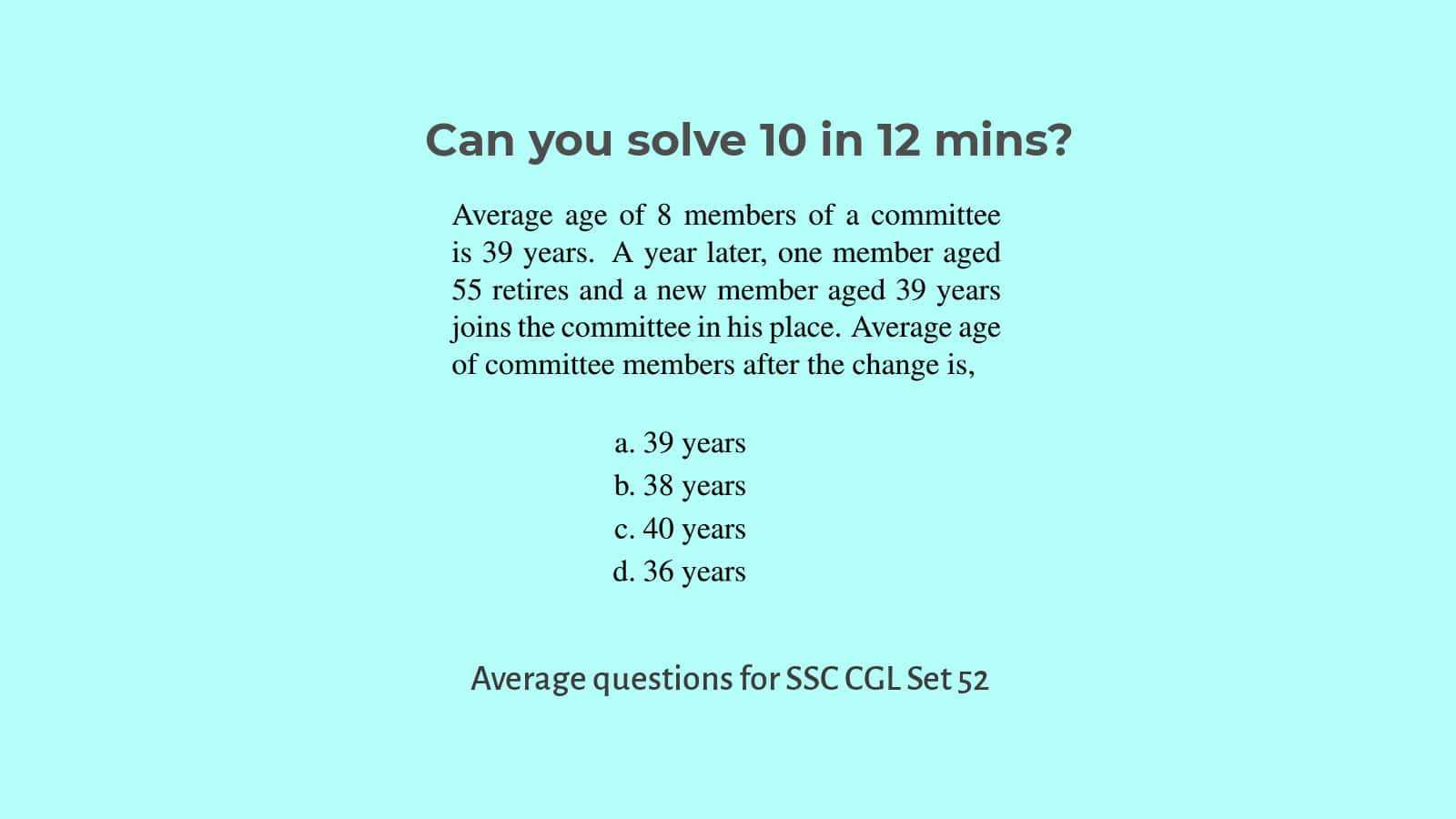Average Questions For SSC CGL Set 52 With Answers Suresolv